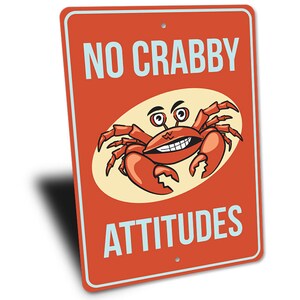 No Crabby Attitudes, Crab Decor, Ocean Sign, Crab Lovers, Beach Sign ...