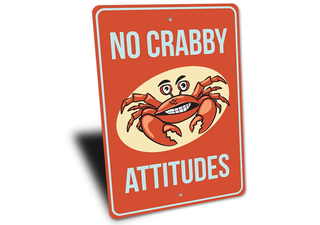No Crabby Attitudes Crab Decor Ocean Sign Crab Lovers - Etsy