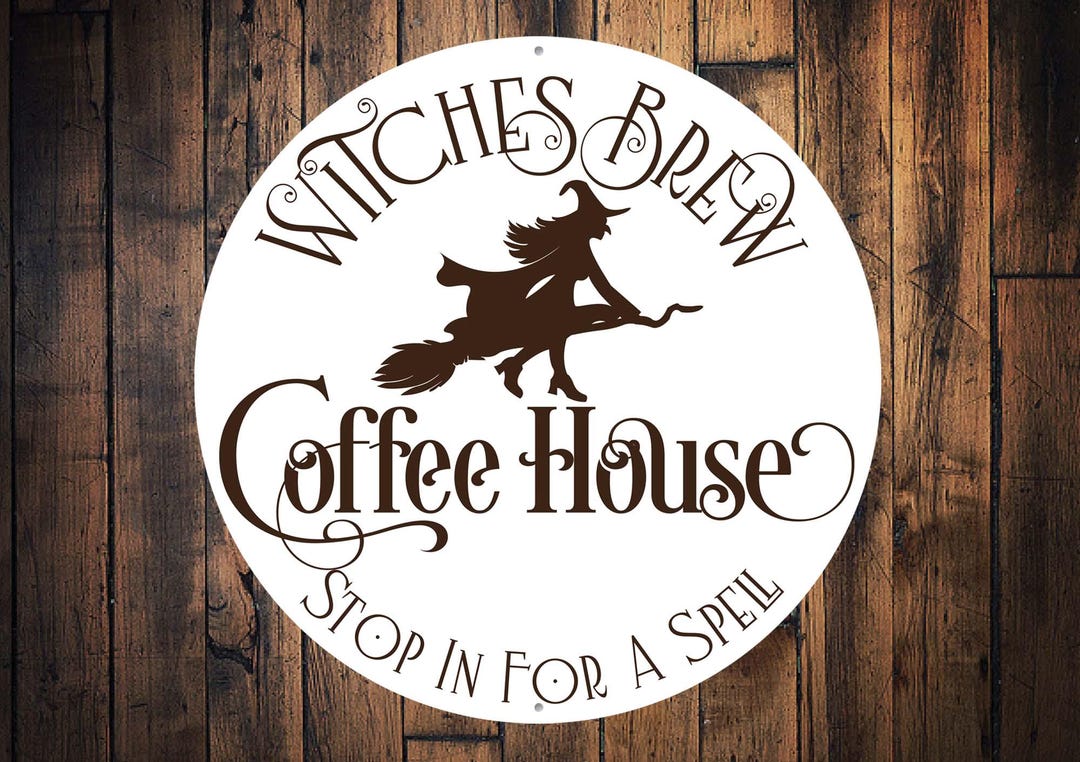Witches Brew Coffee House, Vintage Halloween Decor, Halloween Front ...