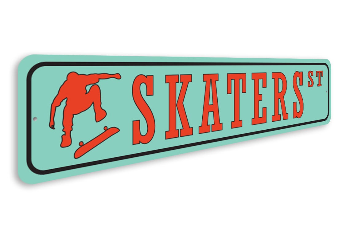 Skaters St Sign Skater Decor Sign for Skate Park Skating - Etsy