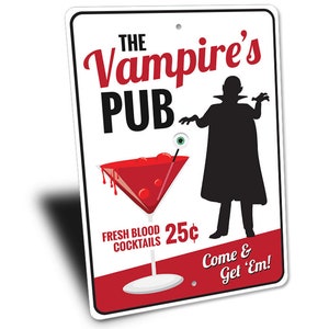 The Vampire Pub, Vampire Pub Sign, Vampire Scary Decor, Halloween Sign ...