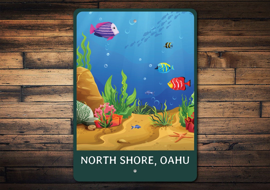 North Shore Oahu Sign, Custom Beach Sign, Marine Life, Beach Decor ...