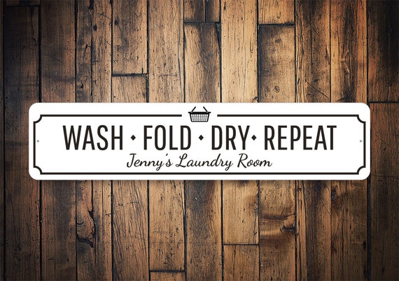 Wash Fold Dry Repeat Sign Laundry Sign Decor Laundry Room - Etsy