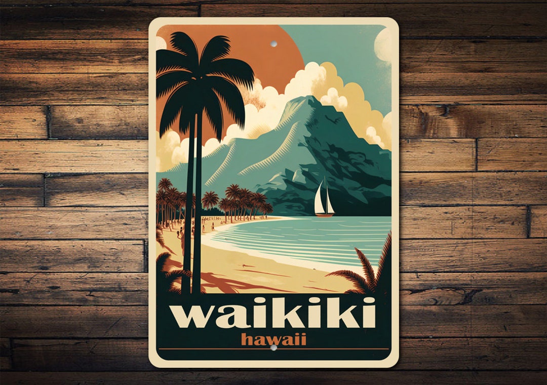 Waikiki Hawaii Sign, Tropical Paradise Decor, Island Getaway Sign ...