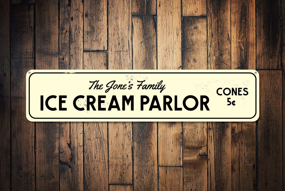 Ice Cream Parlor Sign, Personalized Cones 5 Cents Ice Cream Shop Sign ...