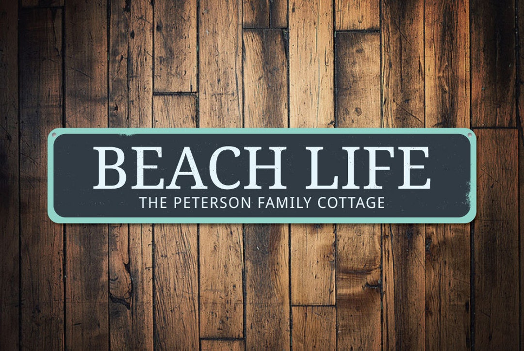 Beach Life Sign, Personalized Family Name Beach Cottage Sign, Custom ...