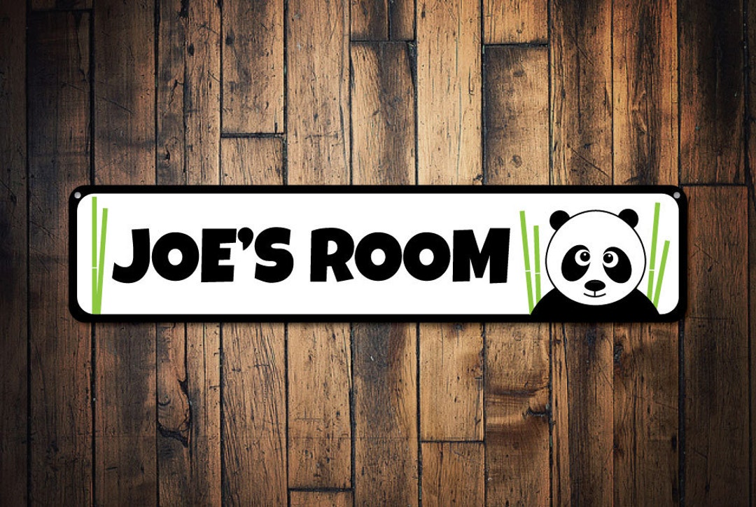 Panda Sign, Personalized Kid's Room Sign, Metal Kid Name Panda Lover ...