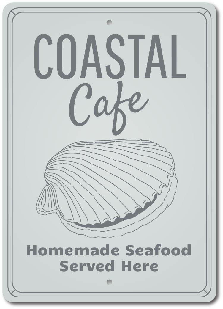 Coastal Cafe Sign Coastal Cafe Decor Beach Shell Decor | Etsy