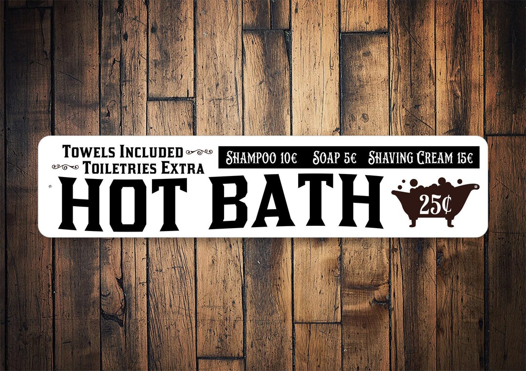 Hot Bath Sign, Cute Bath Decor, Bathroom Signs, Simple Bathroom Gift ...