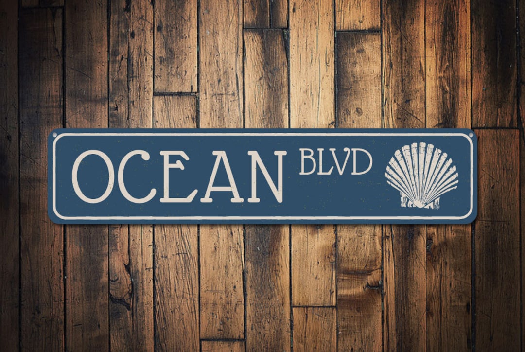 Ocean Blvd Sign, Custom Beach Street Sign, Metal Seashell Boulevard ...