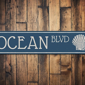 Ocean Blvd Sign, Custom Beach Street Sign, Metal Seashell Boulevard ...