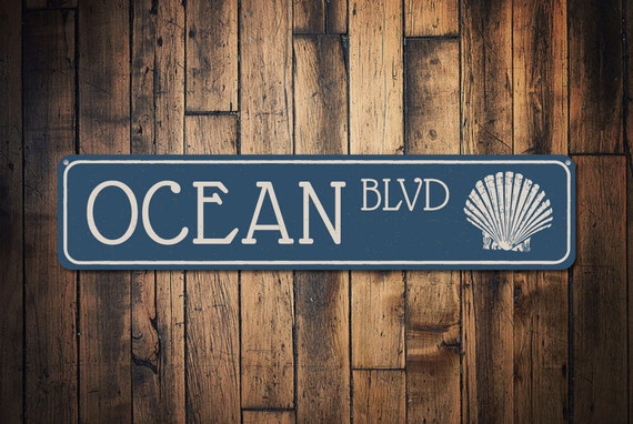 Ocean Blvd Sign Custom Beach Street Sign Metal Seashell | Etsy
