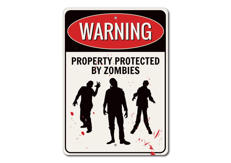 Warning Sign Warning Zombie Sign Metal Zombies Decor - Etsy