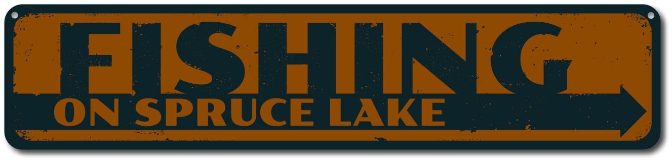 Fishing Sign Personalized Lake Name Directional Arrow Sign | Etsy