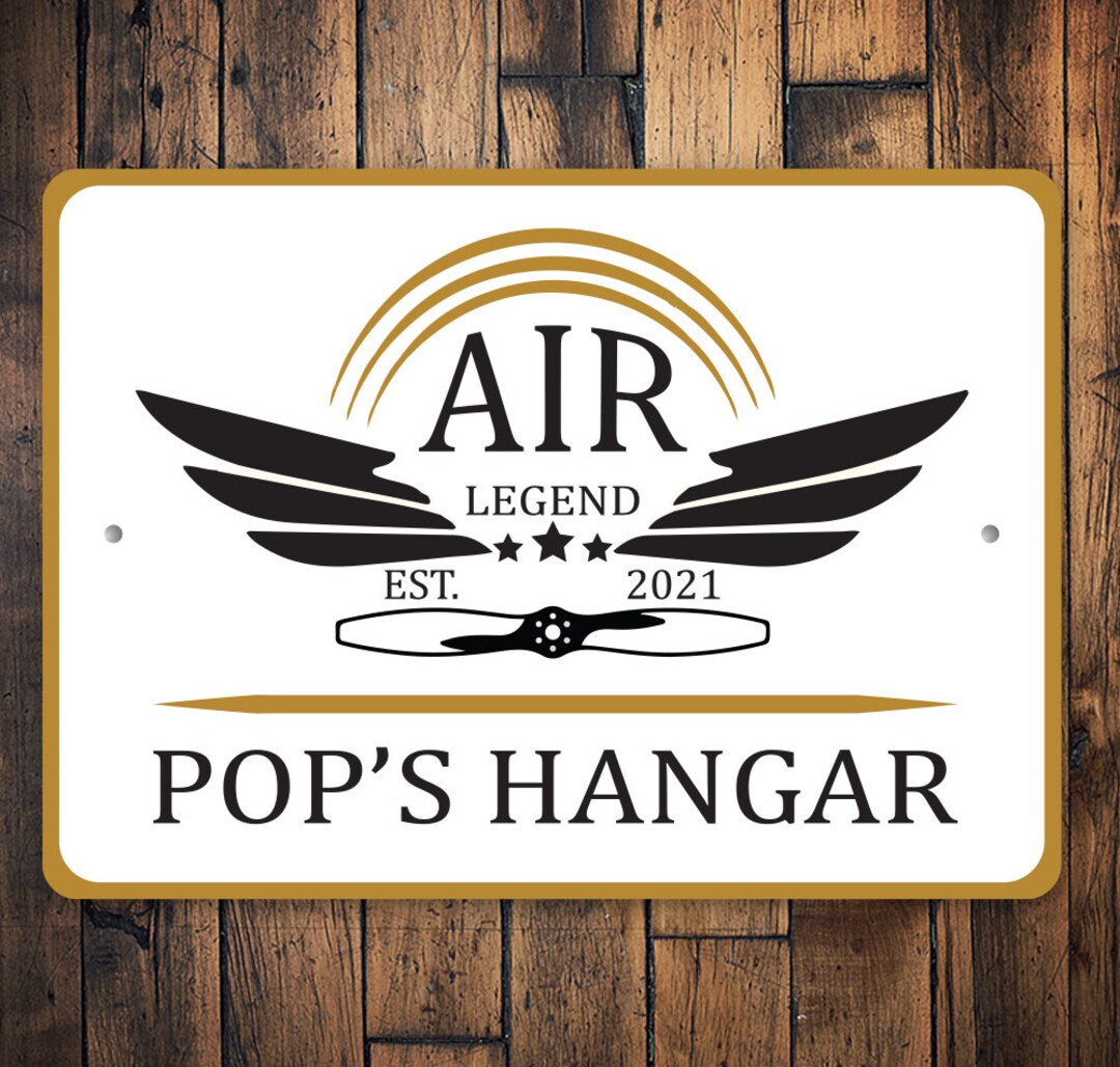 Pops Hangar Sign, Custom Hangar, Hangar Decor, Decor for Hangar, Hangar ...