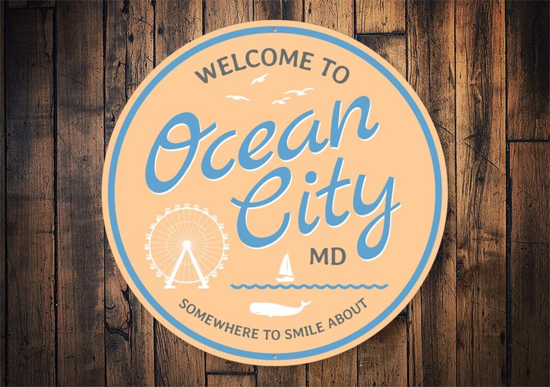 Ocean City Welcome Sign, Beach House Sign, Coastal Living Decor ...