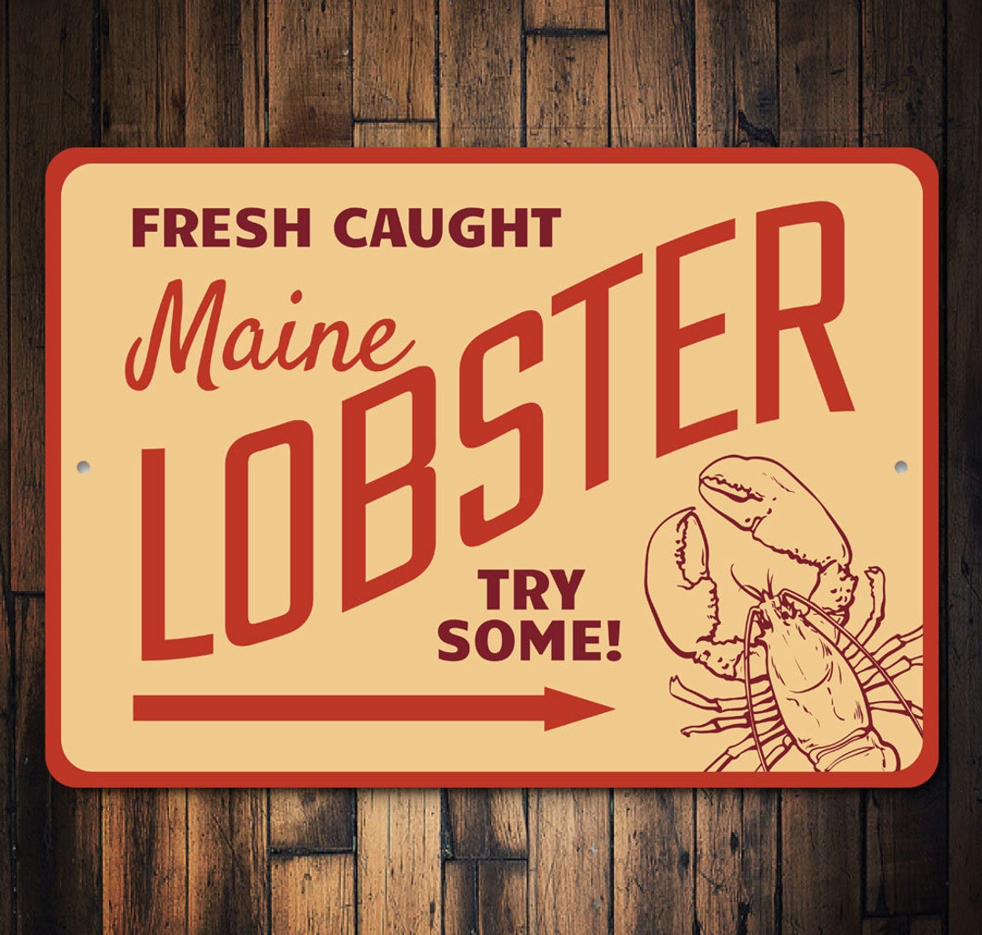 Maine Lobster Sign, Maine Seafood Decor, Maine Lobster Lovers Decor ...