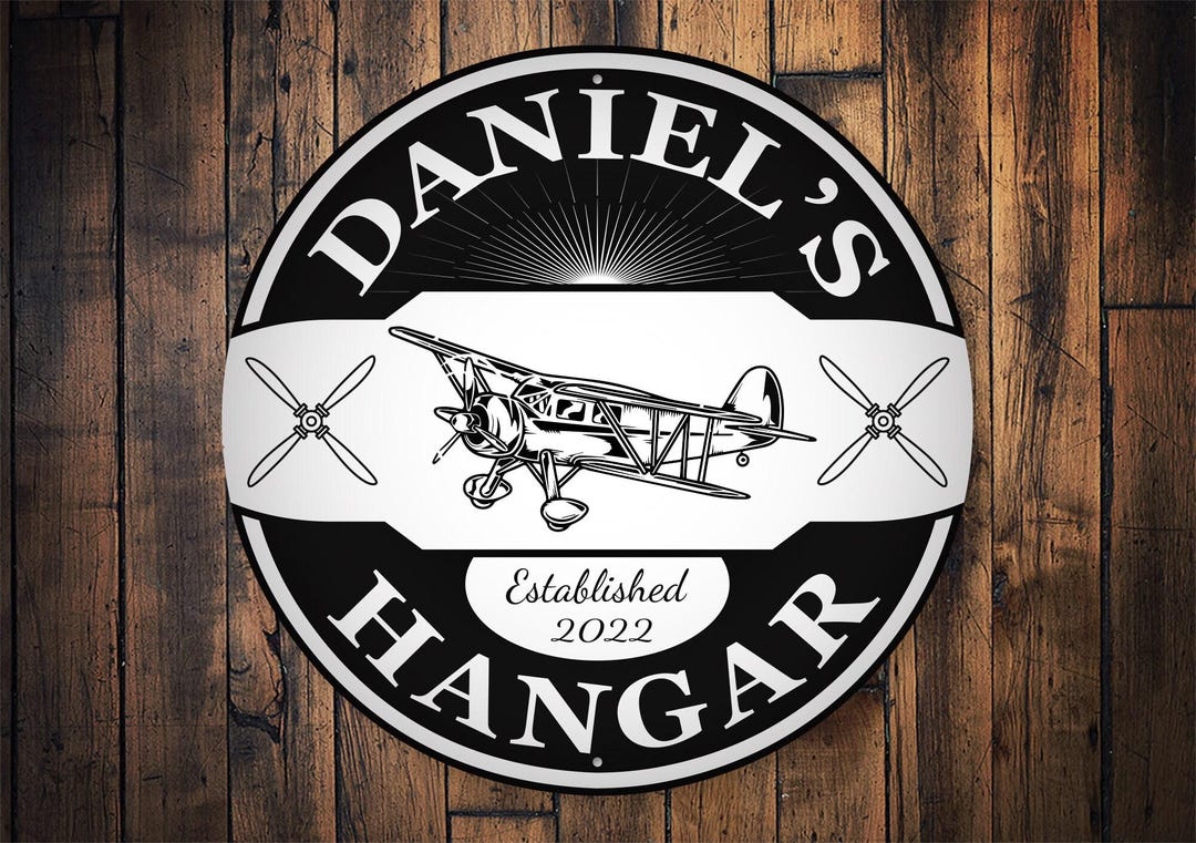 Retro Hangar Sign, Vintage Airplane Sign, Airplane Hangar Gift ...