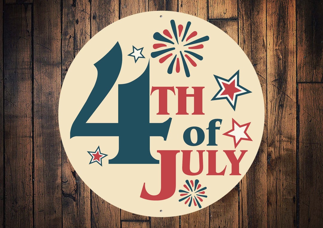 4th of July Sign, Patriotic Front Door Sign, 4th of July Wreath Sign ...