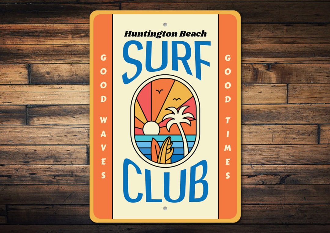 Beach Surf Club Sign, Custom Surfing Club Decor, Surfer Hangout Sign ...