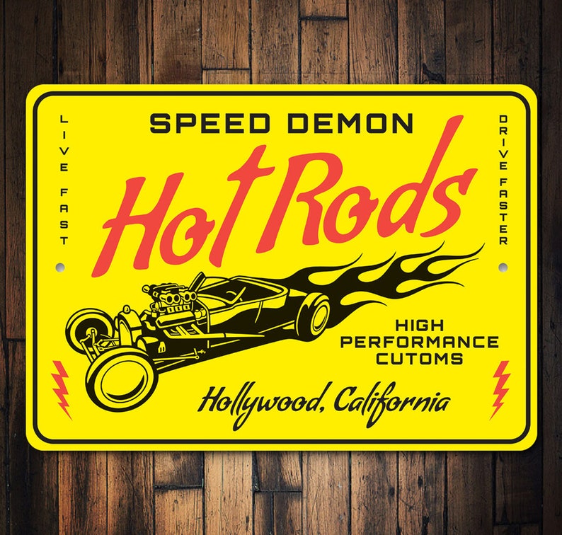 Speed Demon Sign Hot Rod Decor Hot Rods Hollywood | Etsy