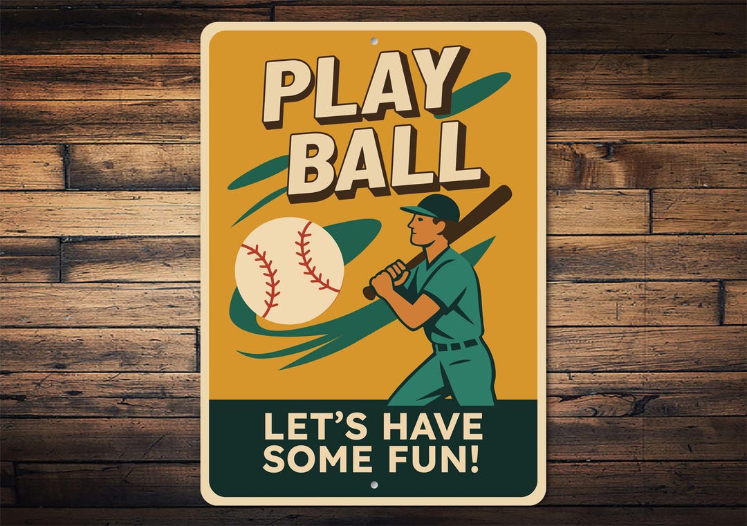 Play Ball Lets Have Some Fun Sign, Retro Baseball Decor, Man Cave ...