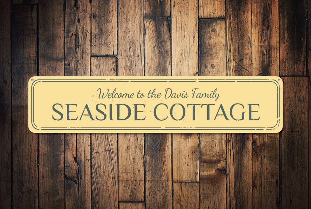 Seaside Cottage Sign, Personalized Welcome Sign, Custom Family Name ...
