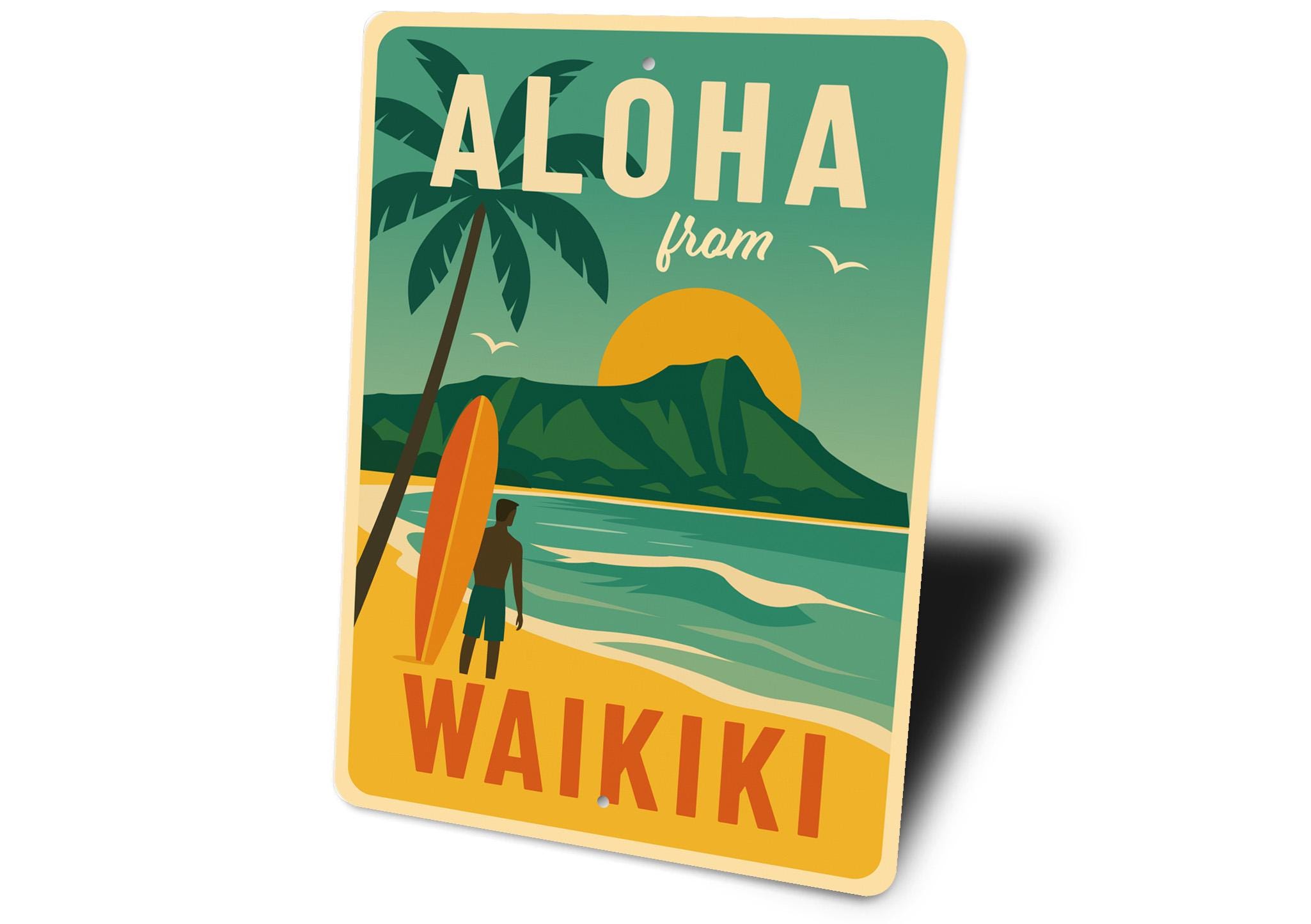 Aloha From Waikiki Sign, Hawaii Room Sign, Waikiki Wall Decor, Aloha ...