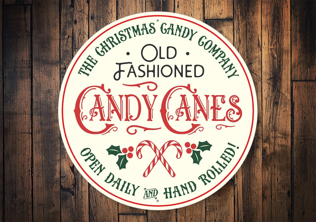 Hand Rolled Candy Cane Metal Sign, Vintage Christmas Candy Sign, Custom ...
