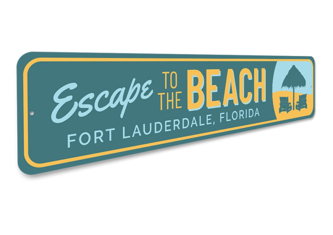 Beach Escape Sign Fort Lauderdale Sign Beach Decor Florida | Etsy
