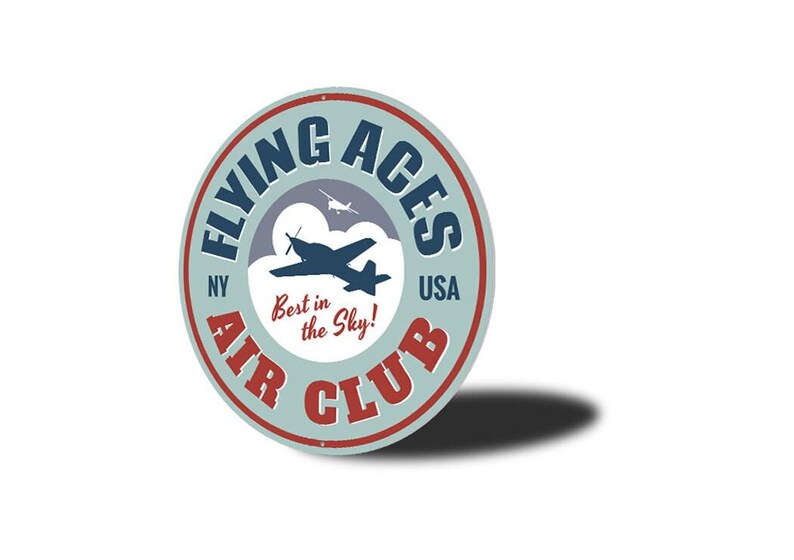 Flying Aces Sign, Air Club Sign, Aviation Clubs, Airplane Decor, Plane ...
