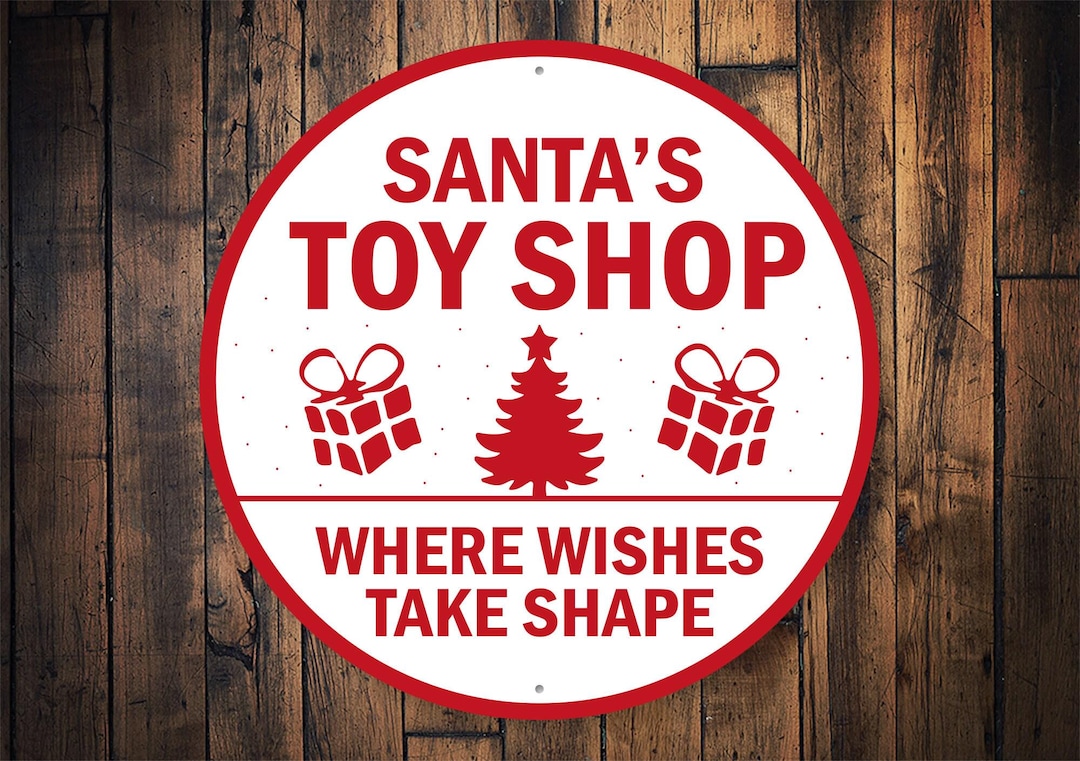 Santas Toy Shop Sign, Funny Christmas Decor, Toy Shop Sign, Christmas Toy Decor, Custom ...