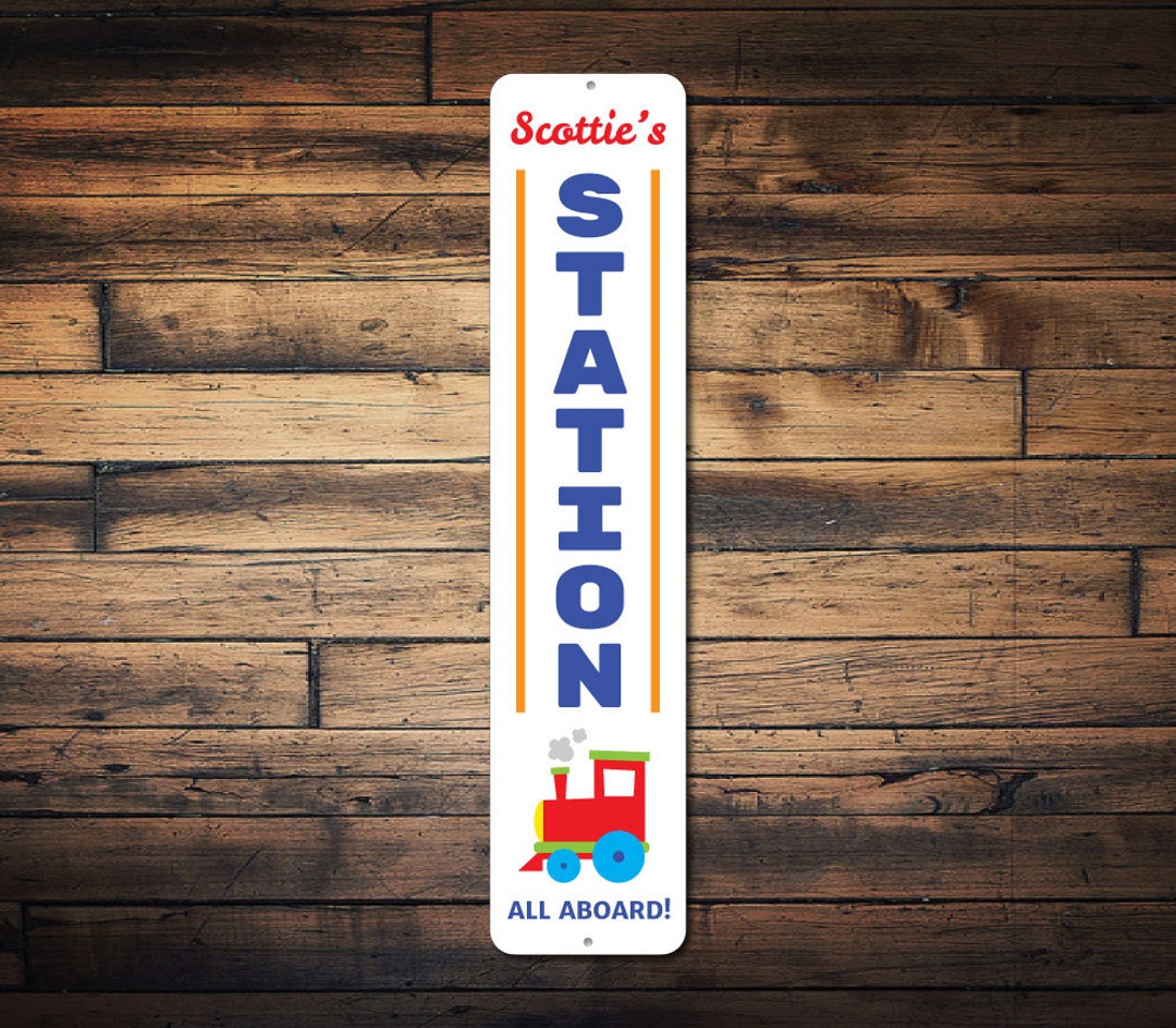 Kid Train Station Sign, Kid Room Decor, Custom Kid Name Sign, Train ...