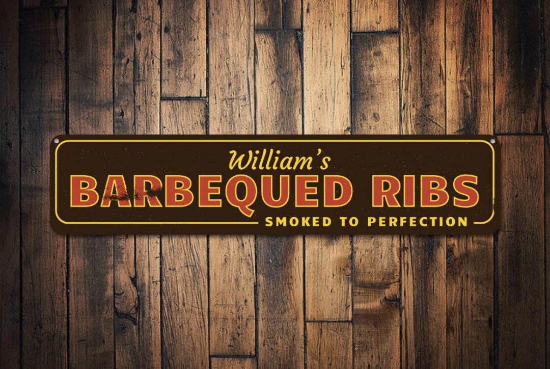 Barbequed Ribs Sign, Personalized Smoked to Perfection Sign, Custom BBQ ...
