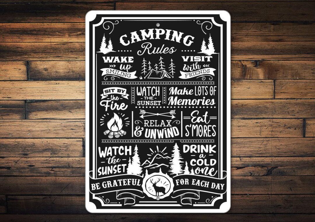 Camping Rules Sign, Camping Rules, Sign for Camping, Cabin Camping Sign ...