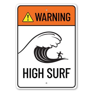 High Surf Sign, Warning High Surf, Ocean Decor Gifts, Metal Waves Sign ...