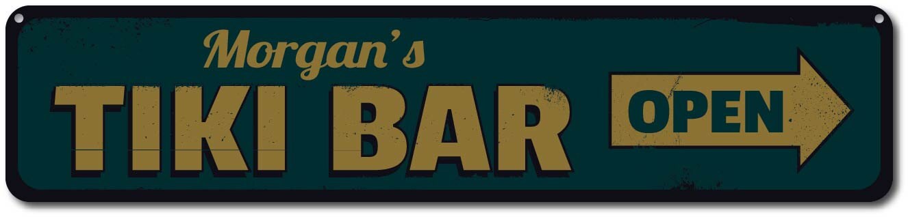 Tiki Bar Sign Personalized Tiki Bar Arrow Sign Open Sign | Etsy