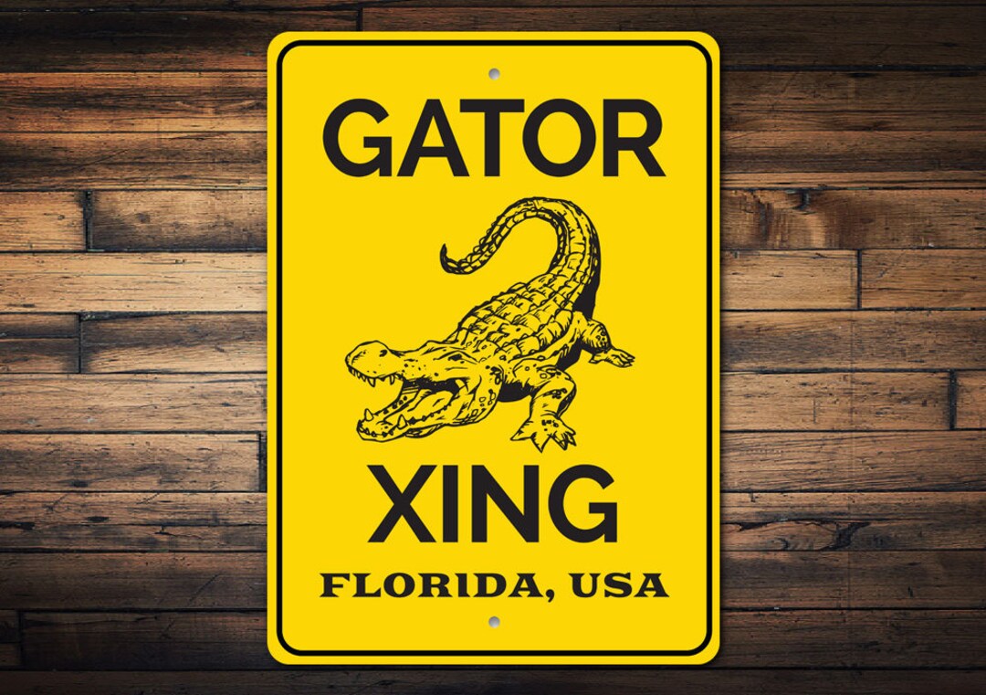 Gator Xing, Gator Crossing, Gator Sign, Alligator Waters, Beware Sign ...