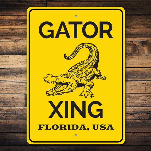 Gator Xing Gator Crossing Gator Sign Alligator Waters - Etsy