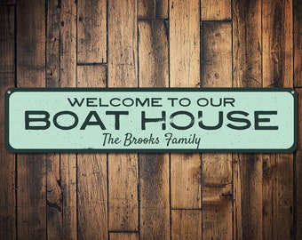 Welcome Friends Boat House Sign Personalized Family Name Lake - Etsy