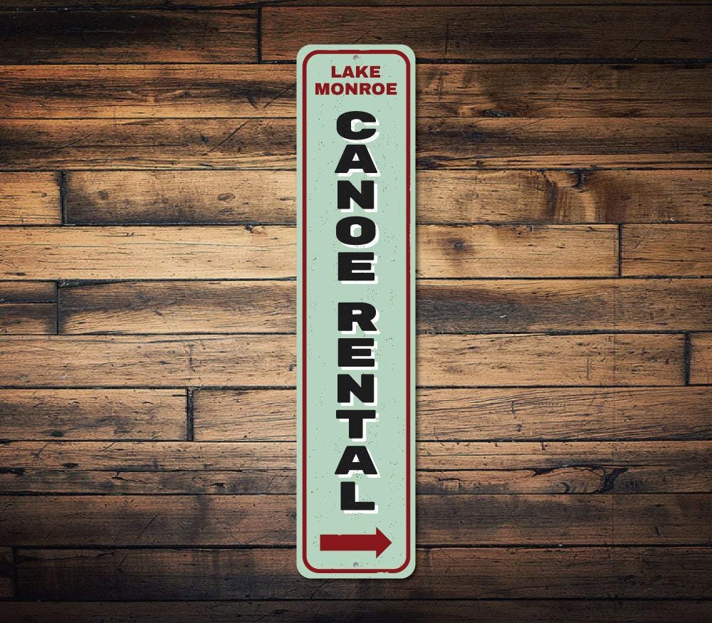 Canoe Rental Arrow Sign, Personalized Vertical Lake House Sign, Custom ...