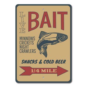 Live Bait Sign, Fishing Bait Sign, Bait Shop Decor, Bait Shop Sign ...