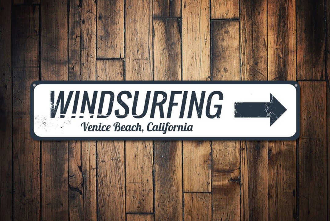 Windsurfing Sign, Personalized Beach Location Sign, Metal Directional ...