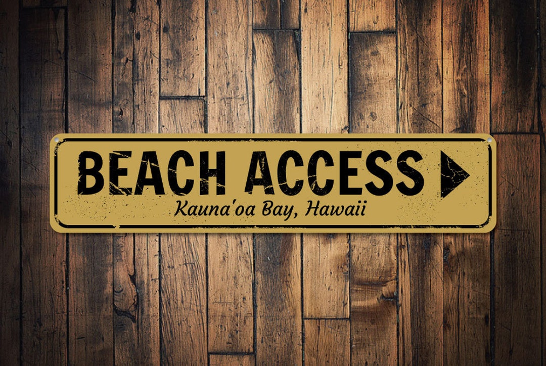 Beach Access Sign, Personalized Directional Arrow Beach Location Name ...