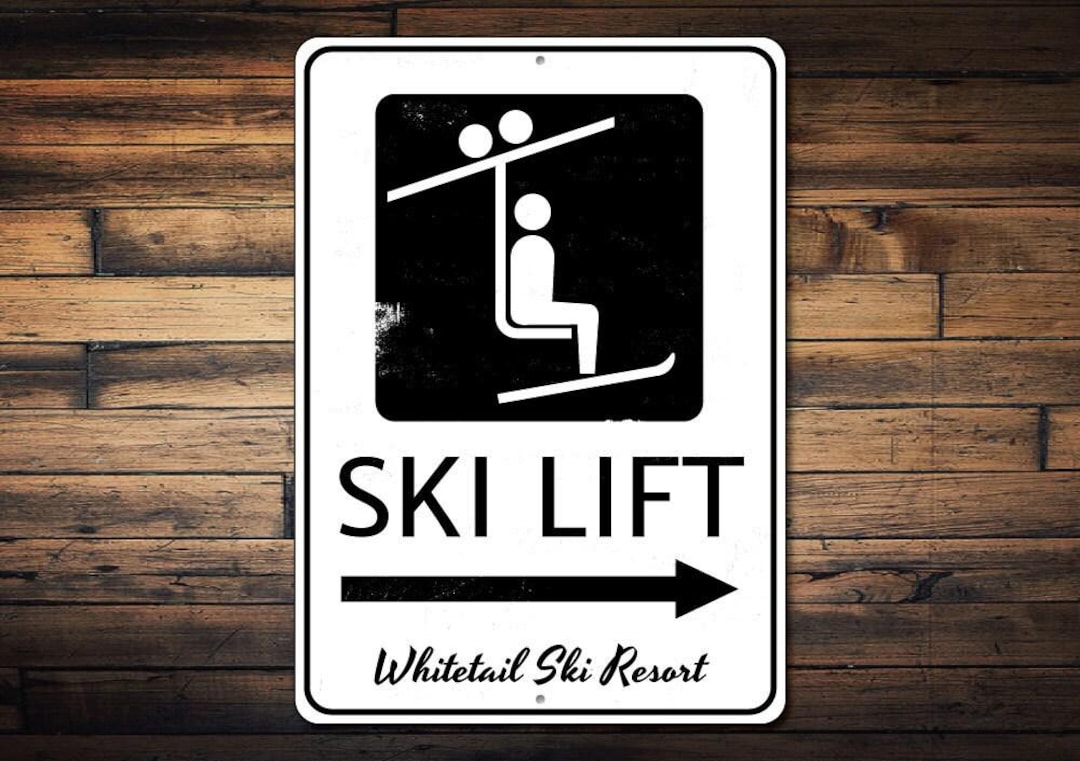 Ski Lift Arrow Sign, Personalized Ski Resort Lodge Location Name Metal ...