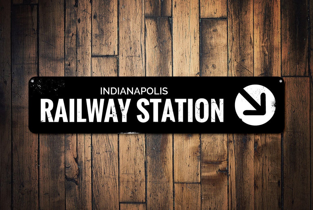 Railway Station Sign, Personalized Train Arrow Sign, Train Station ...