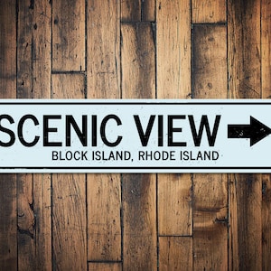 Scenic View Sign, Personalized Directional Arrow City State Lake ...