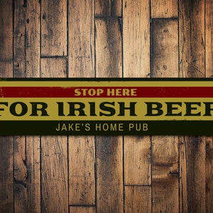 Stop Here Arrow Irish Beer Sign, Personalized Home Pub Name Bar Sign ...