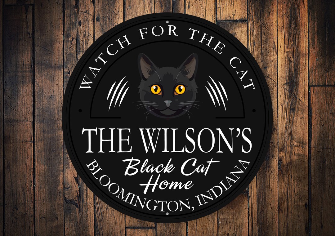 Black Cat Sign Halloween Cat Sign Watch for the Cat Black - Etsy