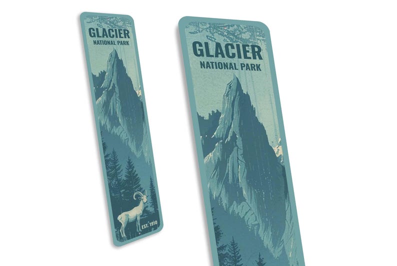 Glacier National Park Metal Sign – Vertical Mountain Wall Art, Retro ...
